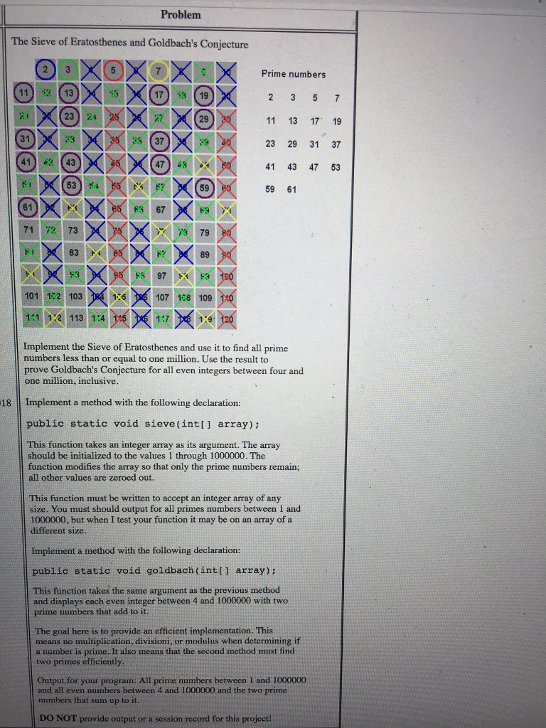 Implement the Sieve of Eratosthenes and use it to | Chegg.com