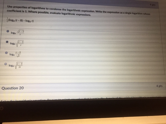 Solved Use properties of logarithms to condense the | Chegg.com Solved Use properties of logarithms to condense the | Chegg.com