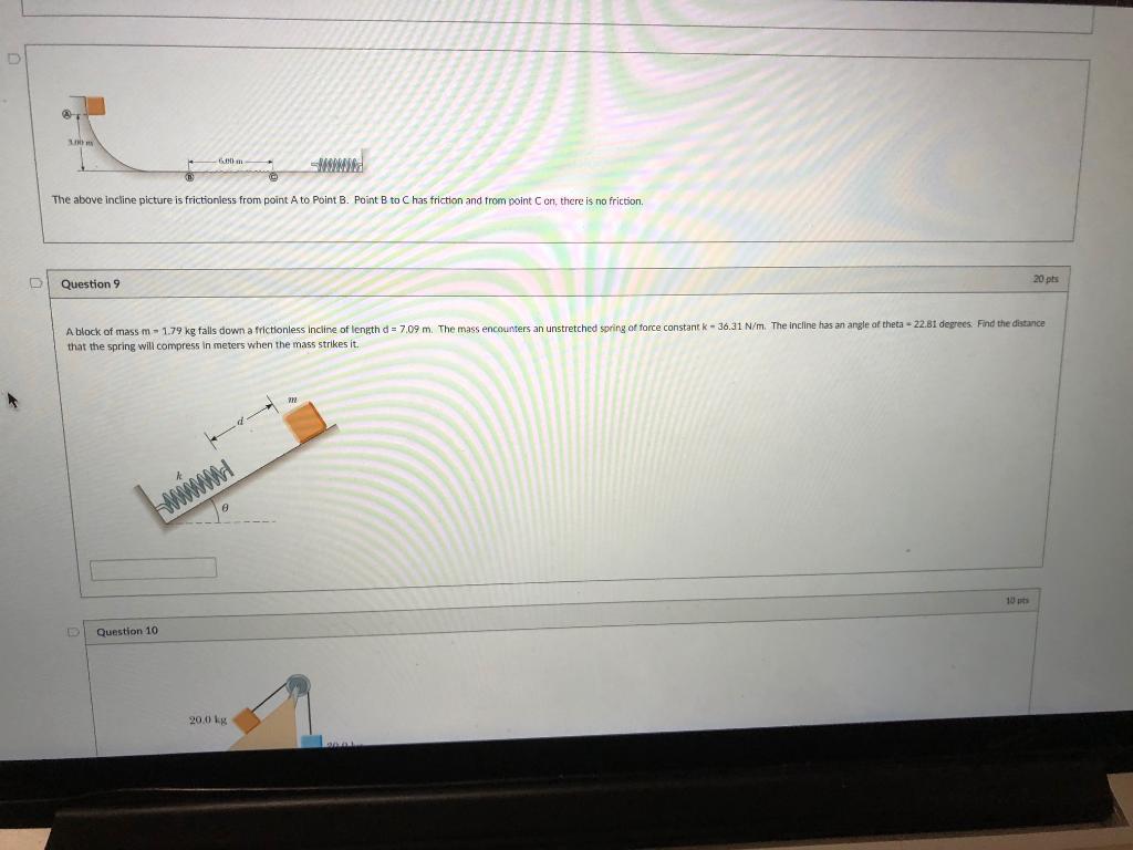 Solved 600 - The above incline picture is frictionless from | Chegg.com