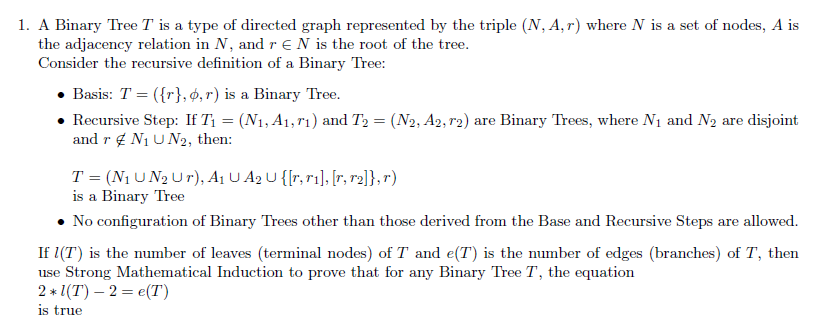 1. A Binary Tree T is a type of directed graph | Chegg.com