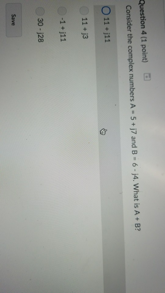 Solved Question 4 (1 point) Consider the complex numbers A 5 | Chegg.com