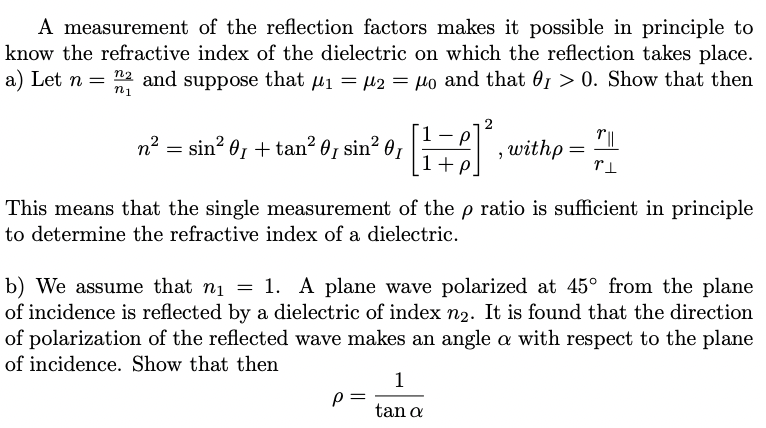 Solved A measurement of the reflection factors makes it | Chegg.com