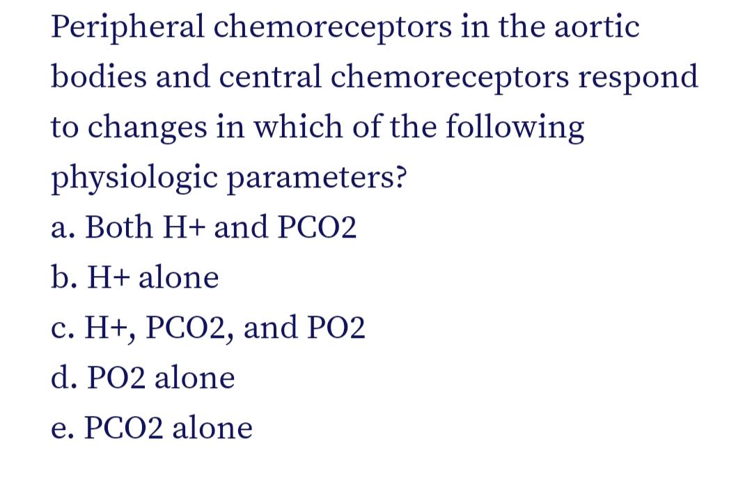 Solved Peripheral chemoreceptors in the aortic bodies and | Chegg.com