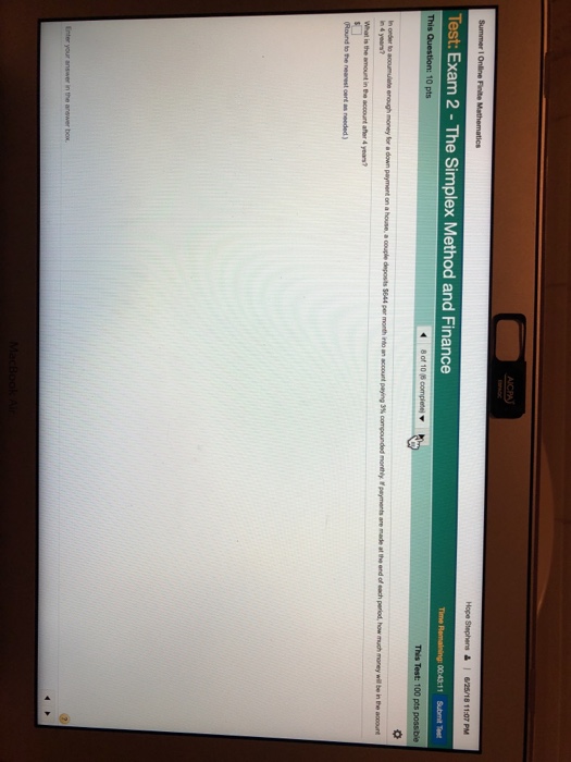 Solved ACPA Test:Exam 2 - The Simplex Method and Finance | Chegg.com