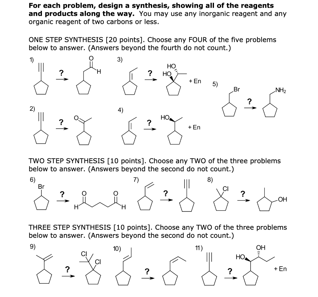 Solved For each problem, design a synthesis, showing all of | Chegg.com