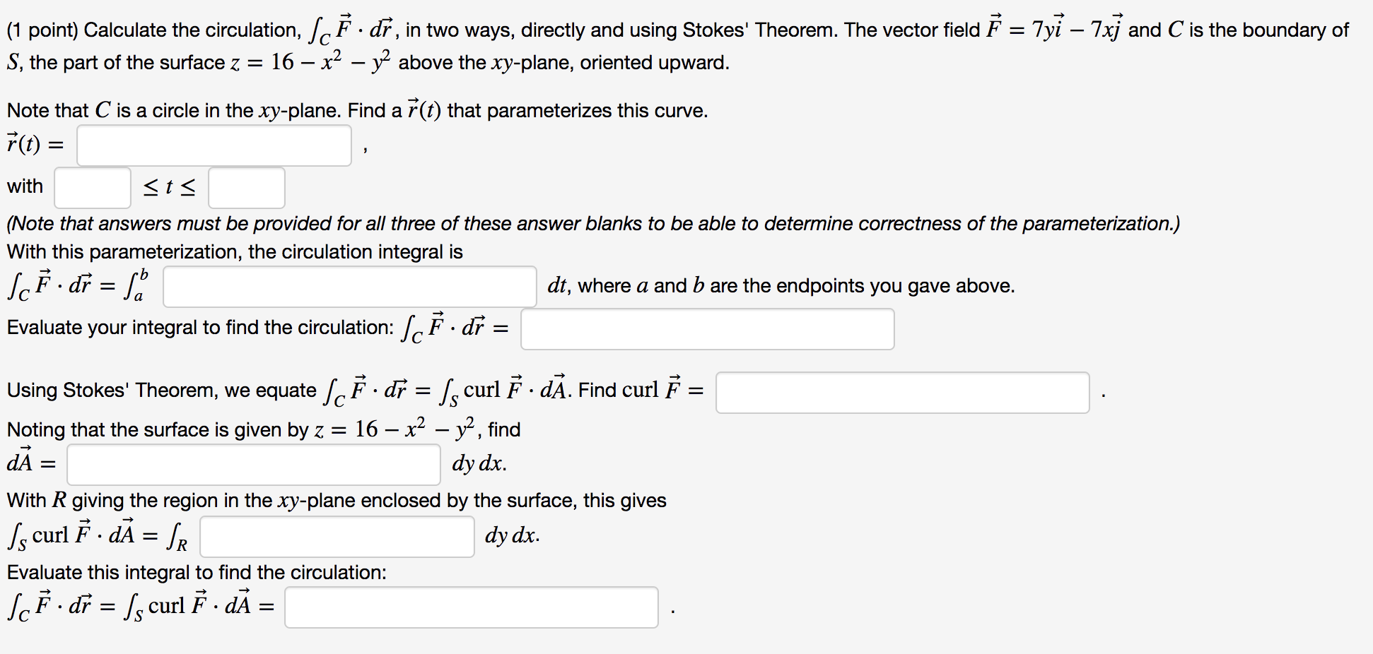 Solved Calculate the circulation, ∫CF⃗ ⋅dr⃗ ∫CF→⋅dr→, in two | Chegg.com