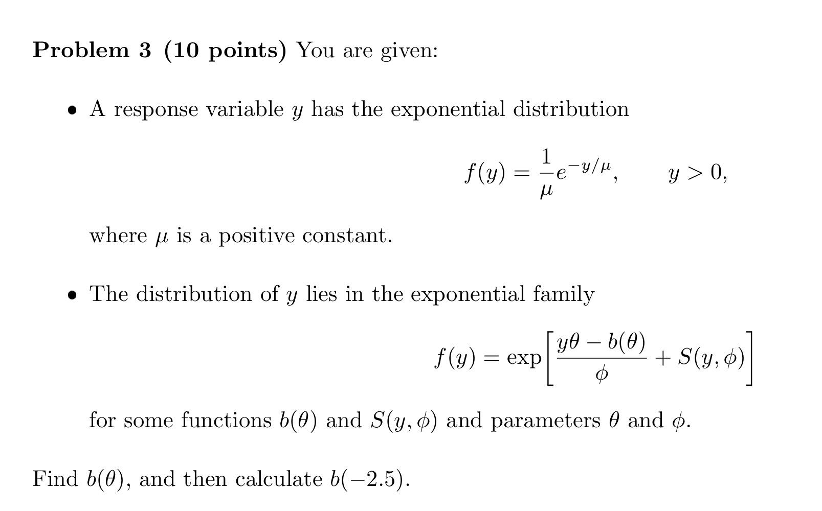 Solved - A response variable y has the exponential | Chegg.com
