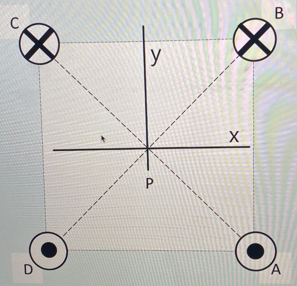 Solved Four long parallel conductors carry equal currents. | Chegg.com