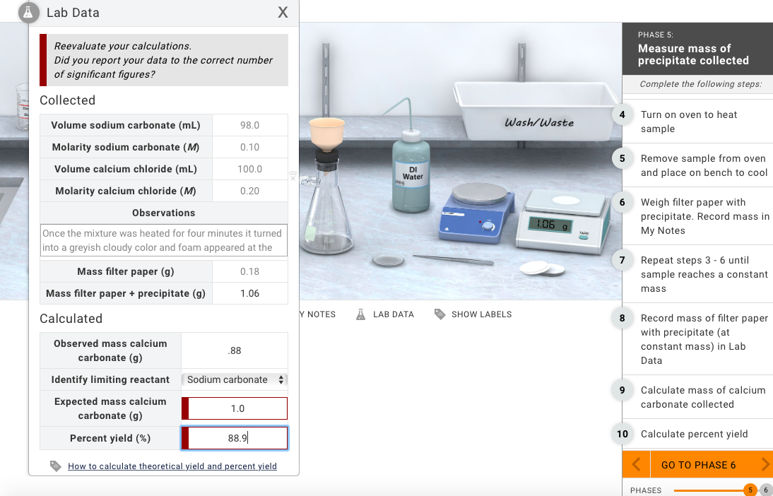 Solved A Lab Data Х Reevaluate your calculations. Did you | Chegg.com
