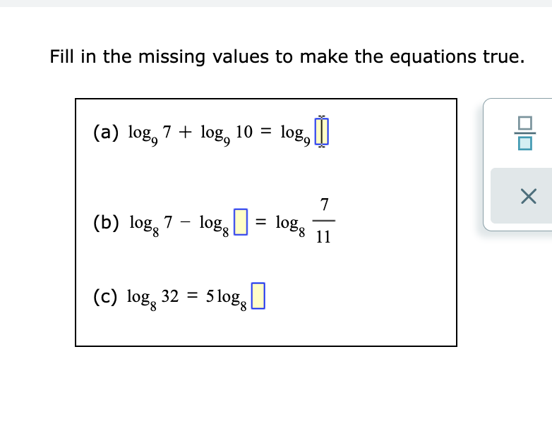 Solved Fill in the missing values to make the equations | Chegg.com