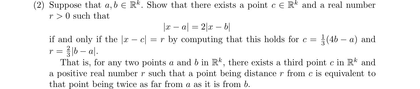 2) Suppose that a,b∈Rk. Show that there exists a | Chegg.com