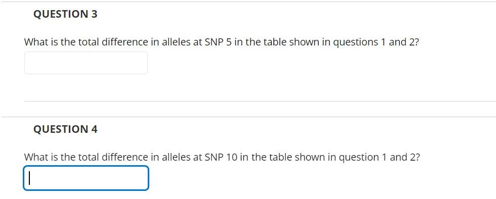 Solved What is the total difference in alleles at SNP 5 in | Chegg.com