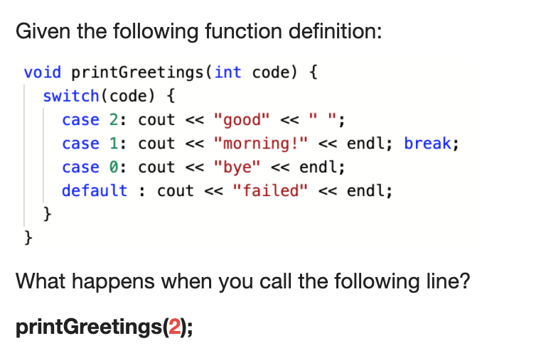 Solved Given the following function definition: void | Chegg.com