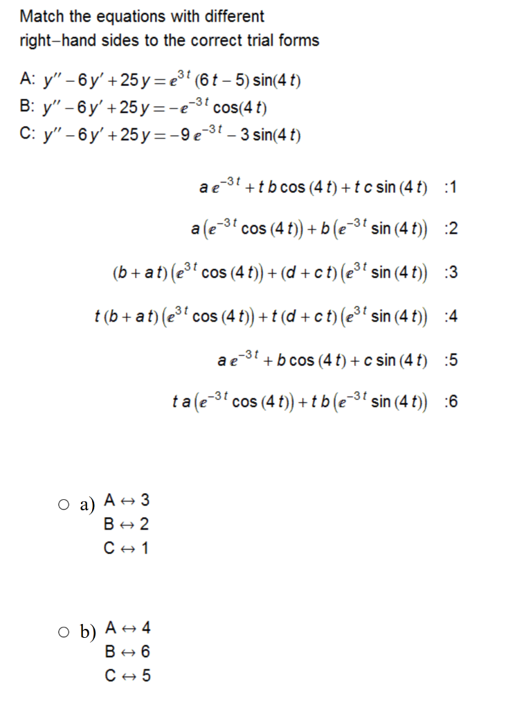 Solved Match the equations with different right-hand sides | Chegg.com