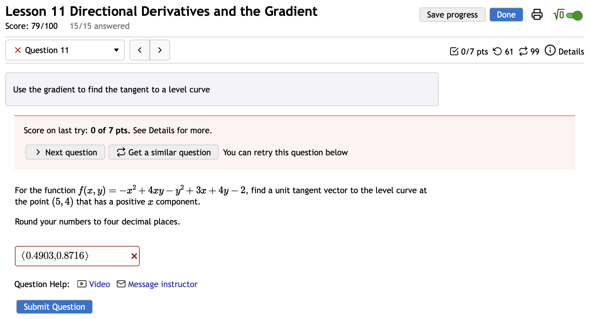 Solved Lesson 11 Directional Derivatives And The Gradient