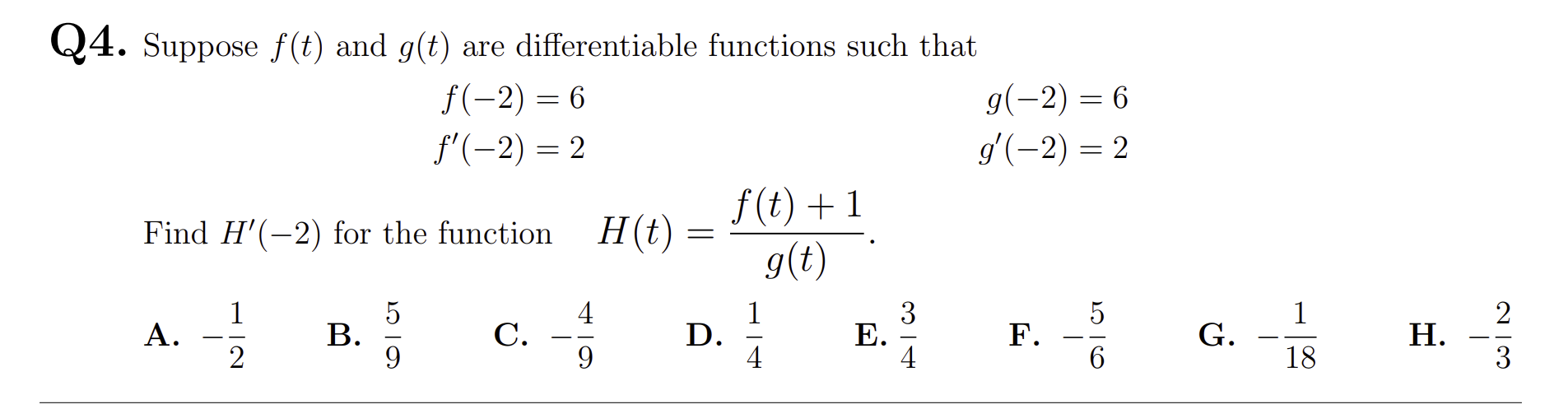 Solved Q4. Suppose f(t) and g(t) are differentiable | Chegg.com