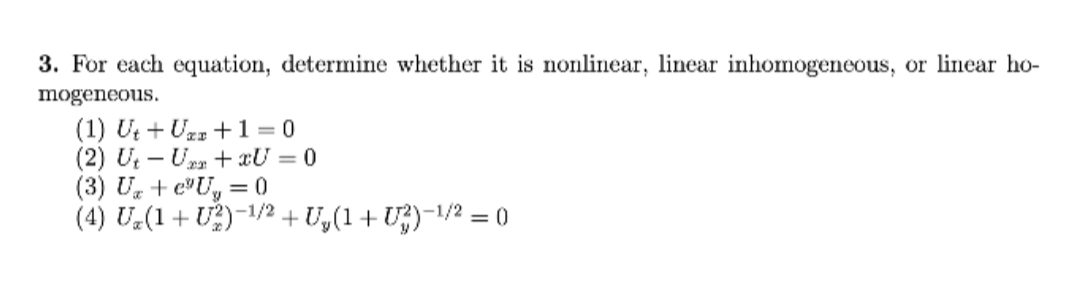 Solved 3. For each equation, determine whether it is | Chegg.com