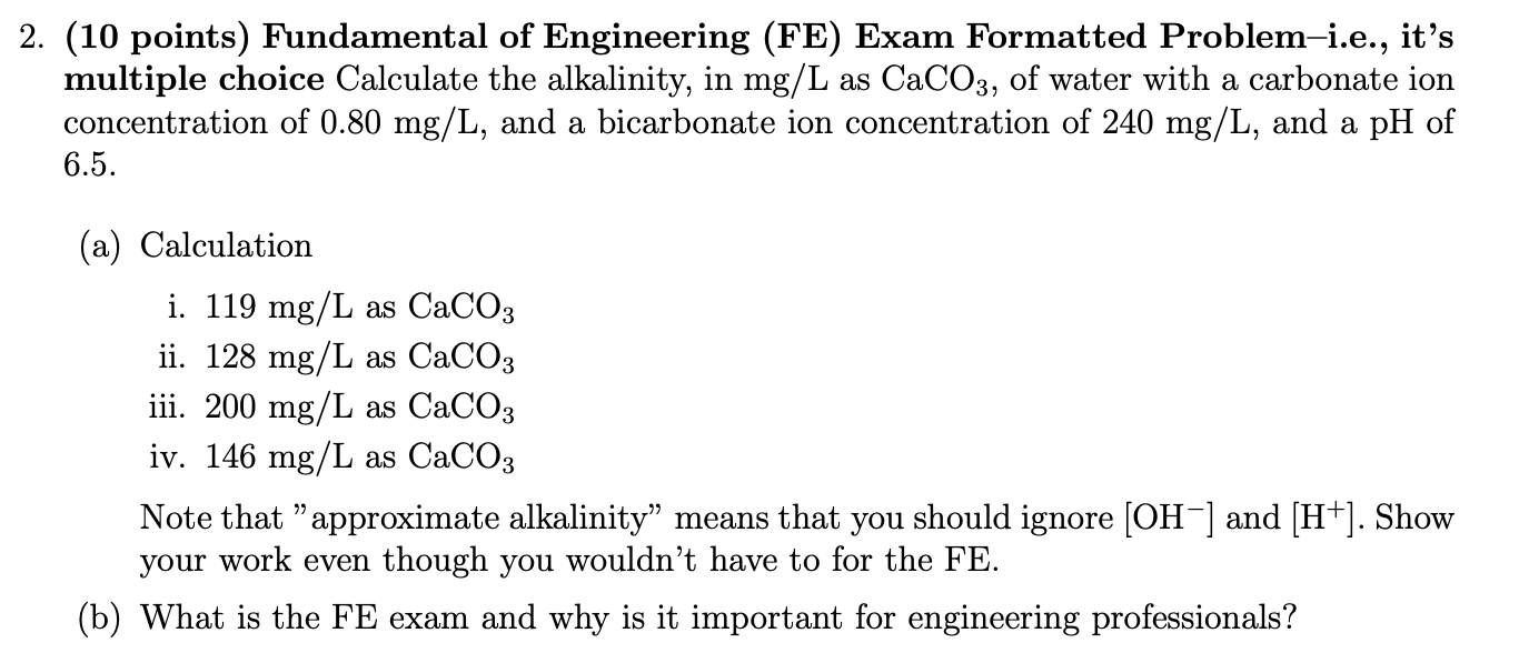 Solved (10 ﻿points) ﻿Fundamental of Engineering (FE) ﻿Exam | Chegg.com