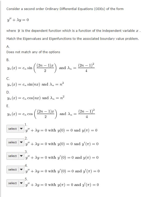 Solved Consider a second order Ordinary Differential | Chegg.com