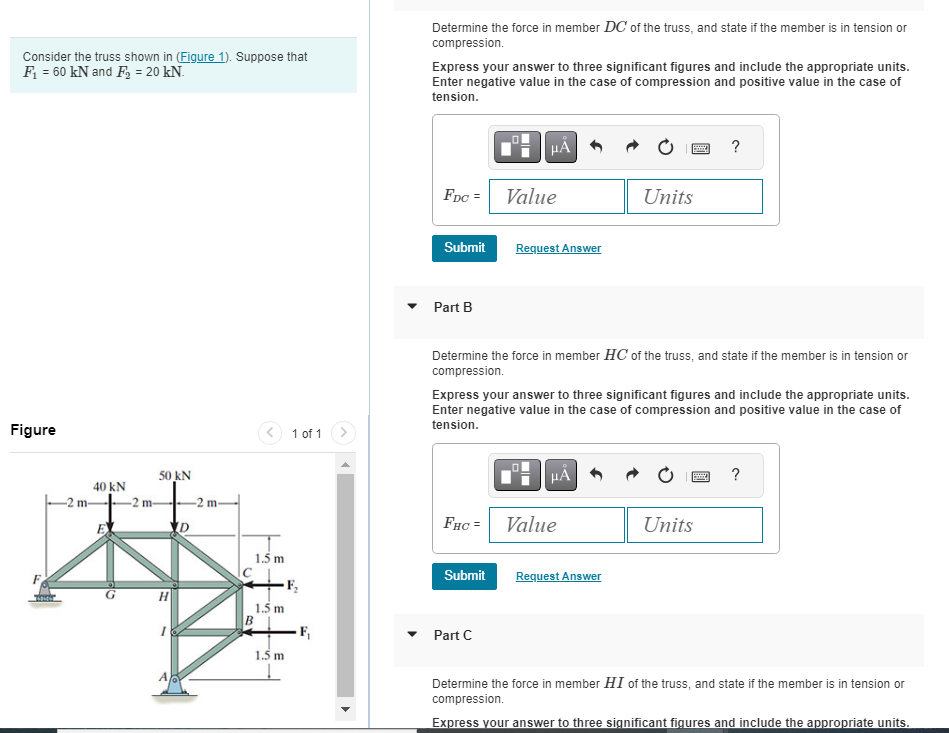 Solved Consider the truss shown in (Figure 1). ﻿Suppose that | Chegg.com