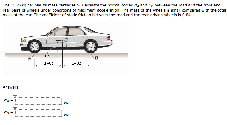 Solved The 1530-kg car has its mass center at G. Calculate | Chegg.com