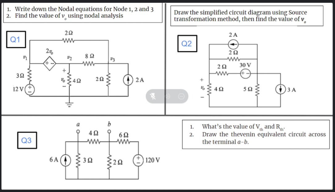 Solved 1. Write down the Nodal equations for Node 1, 2 and 3 | Chegg.com