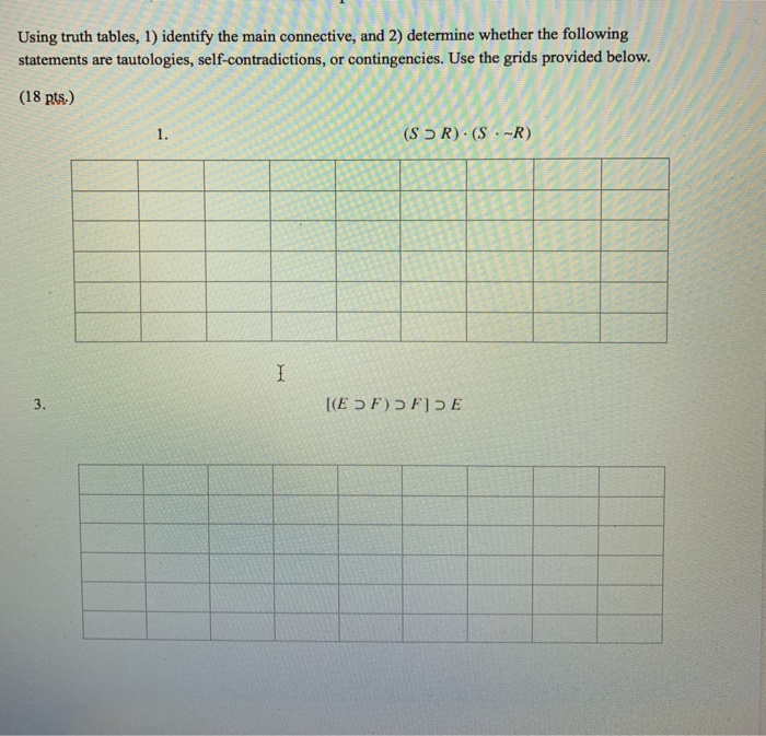 Solved Using Truth Tables 1 Identify The Main Connective