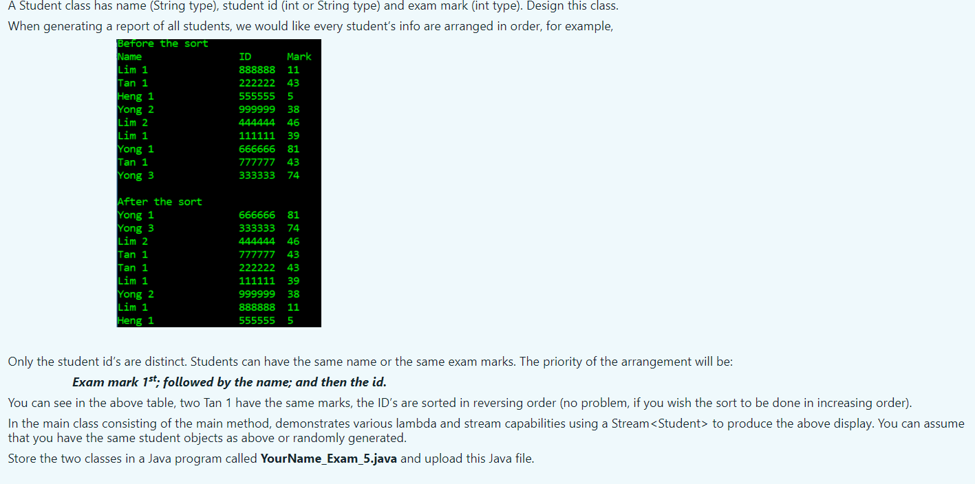 Solved A Student class has name (String type), student id | Chegg.com