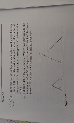 Solved Figure 5.8 3, (a) Prove that Euclid's fifth postulate | Chegg.com