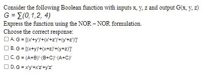 Solved Consider the following Boolean function with inputs | Chegg.com