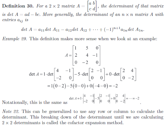 Solved Compute the determinant of A by cofactor expansion. | Chegg.com