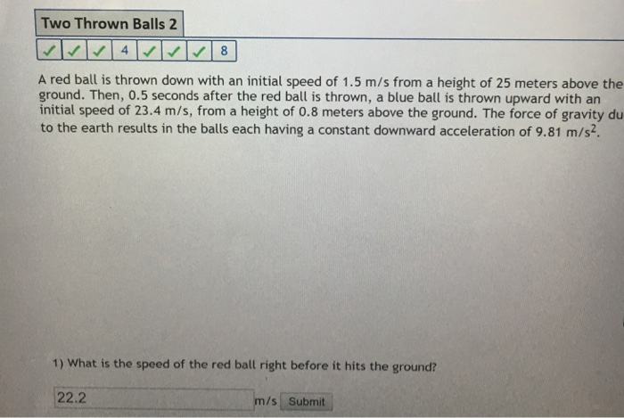 Solved Two Thrown Balls 2 A red ball is thrown down with an | Chegg.com