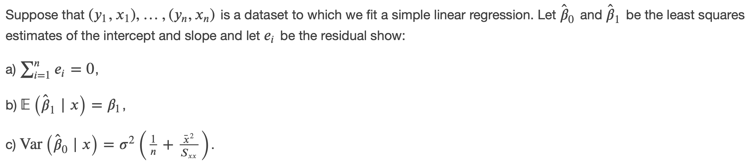 Solved Suppose that (y1, xı), ..., (yn, xn) is a dataset to | Chegg.com