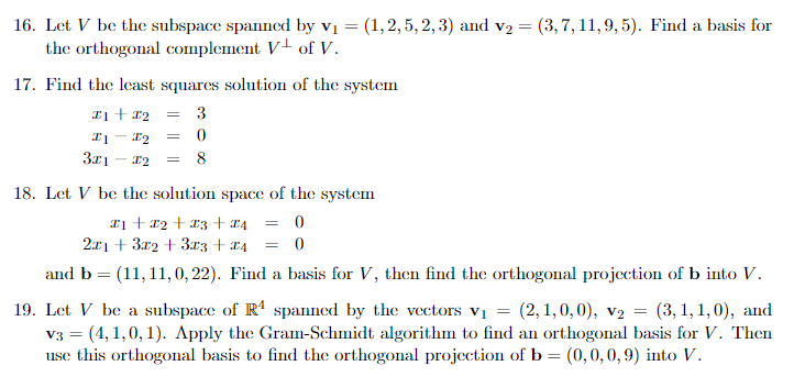 Solved 16. Let V be the subspace spanned by v1=(1,2,5,2,3) | Chegg.com