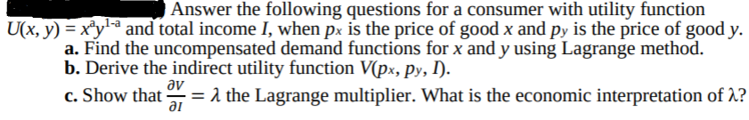 Solved Answer the following questions for a consumer with | Chegg.com