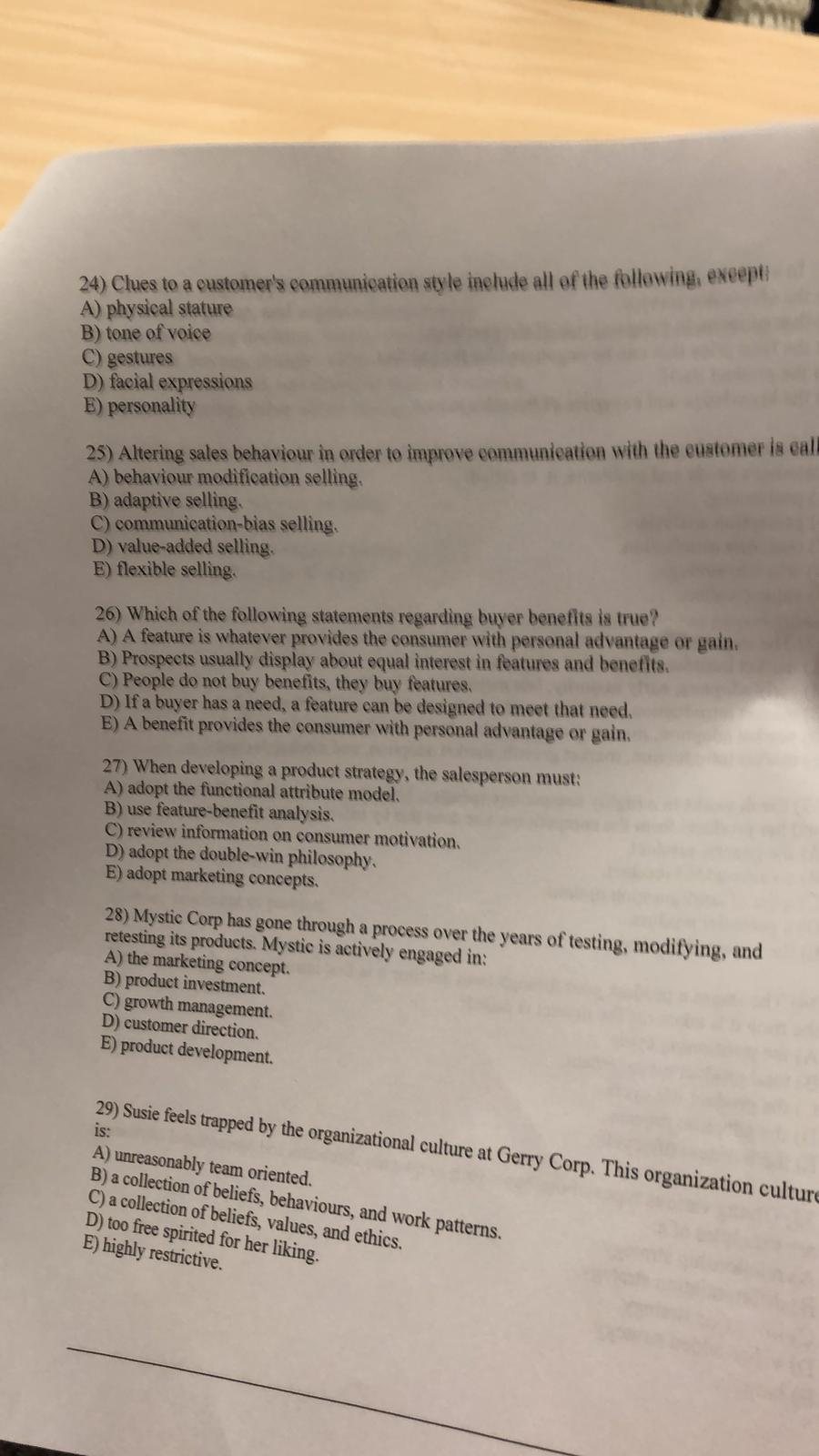 Solved 24) Clues to a customer's communication style include | Chegg.com