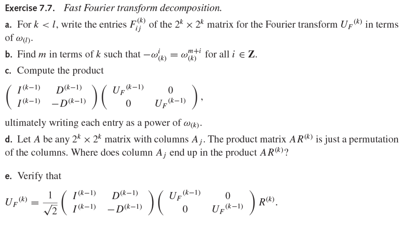 Exercise 7.7. Fast Fourier transform decomposition. | Chegg.com