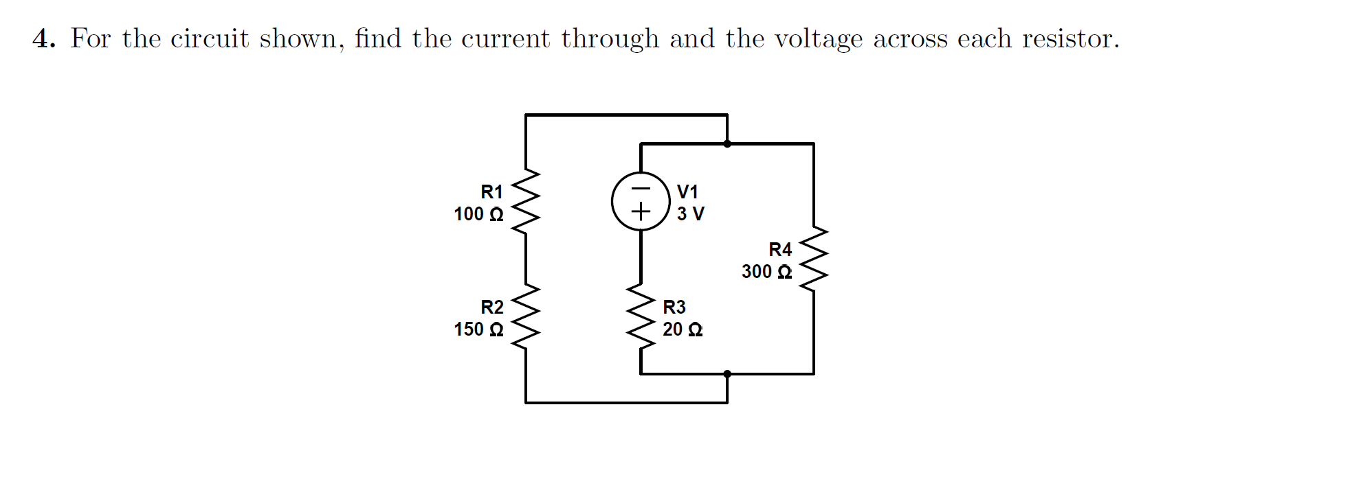 Solved 4. For the circuit shown, find the current through | Chegg.com