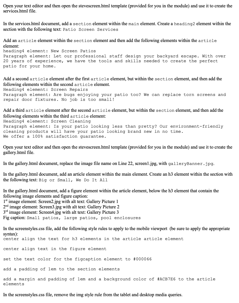 Add the desktop media query identifying min-width: | Chegg.com