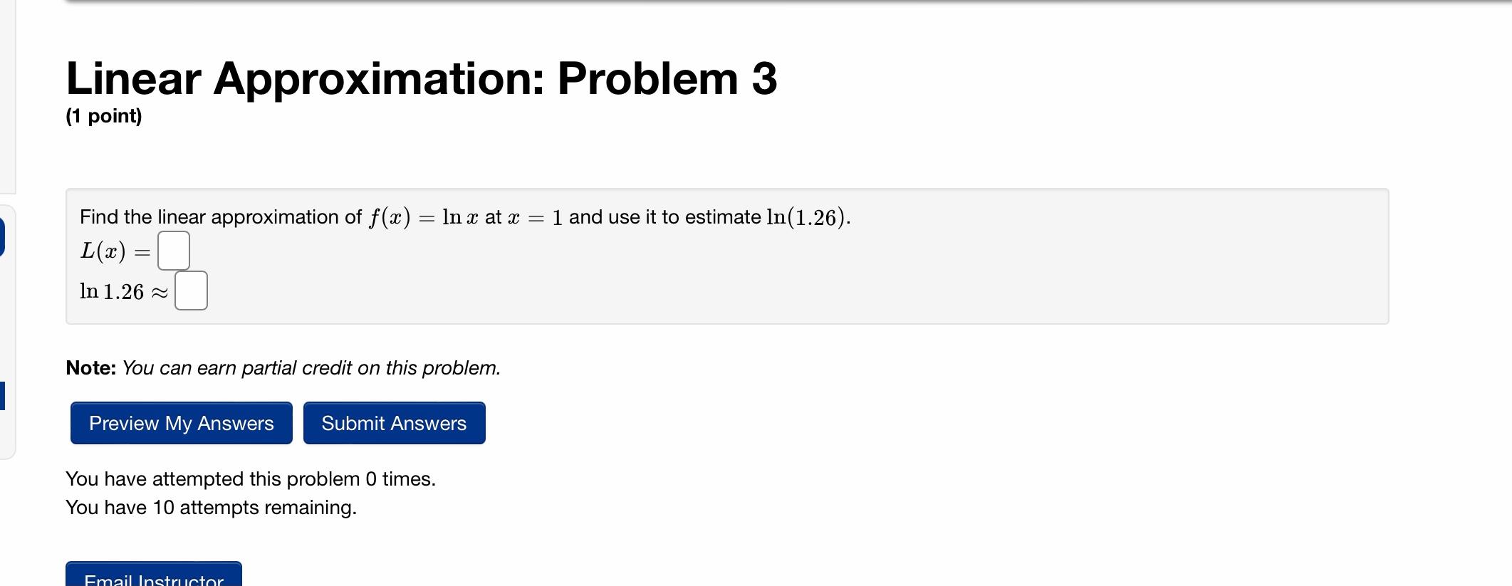 Solved Linear Approximation: Problem 3 (1 Point) Find The 
