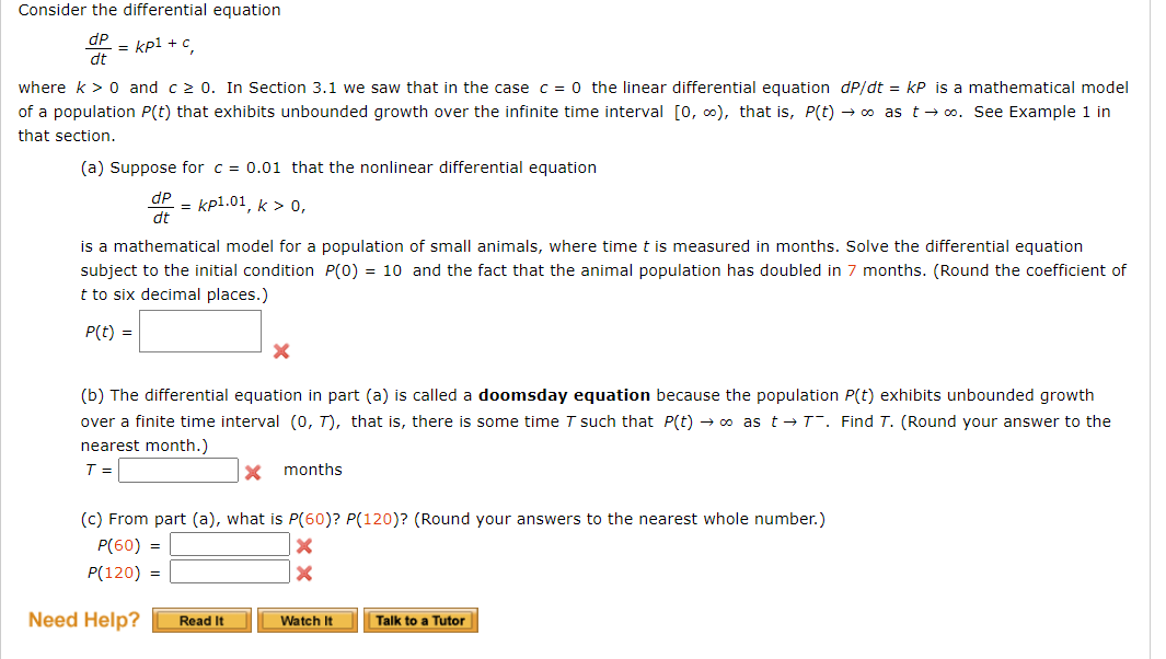 Solved Consider the differential equation dp kp1 + C, dt | Chegg.com