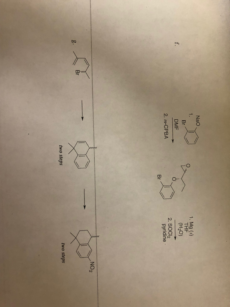Solved NaO 1. 1. Mg (s) THF (H20) 2. SOCl2 DMF 2. m-CPBA | Chegg.com