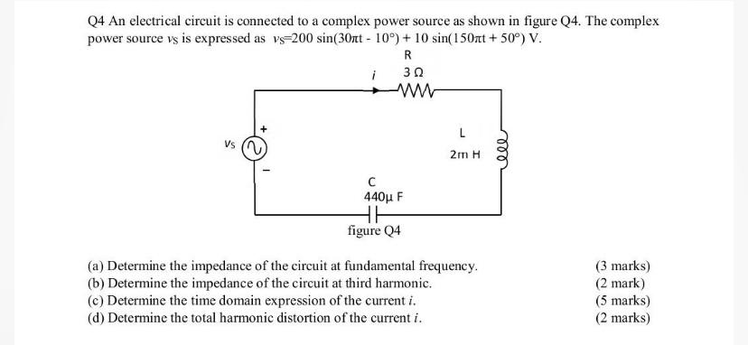 Solved 04 An electrical circuit is connected to a complex | Chegg.com