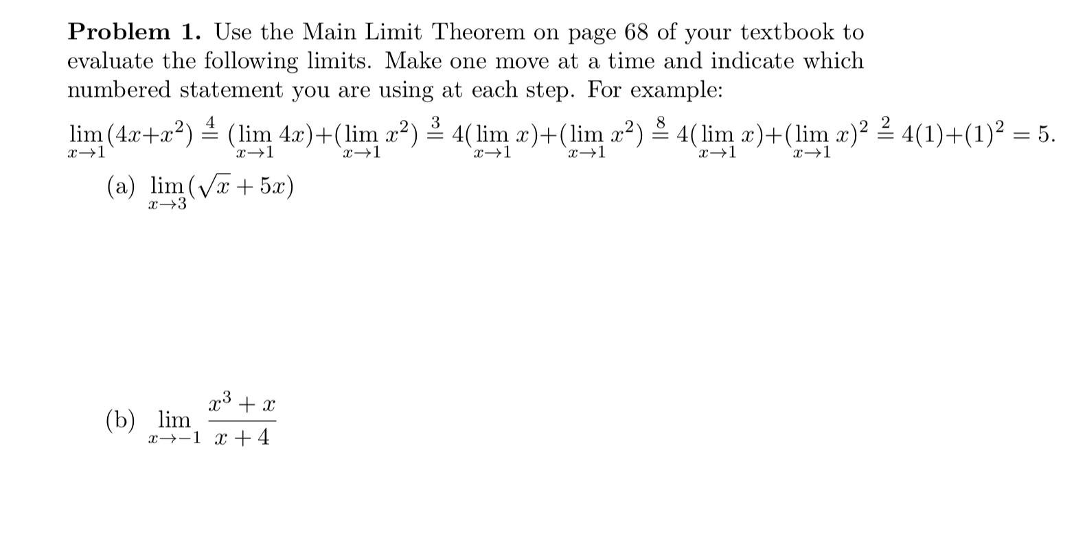 Solved Problem 1. Use the Main Limit Theorem on page 68 of | Chegg.com