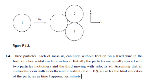 1.4. ﻿Three particles, each of mass \( ﻿m \), ﻿can | Chegg.com
