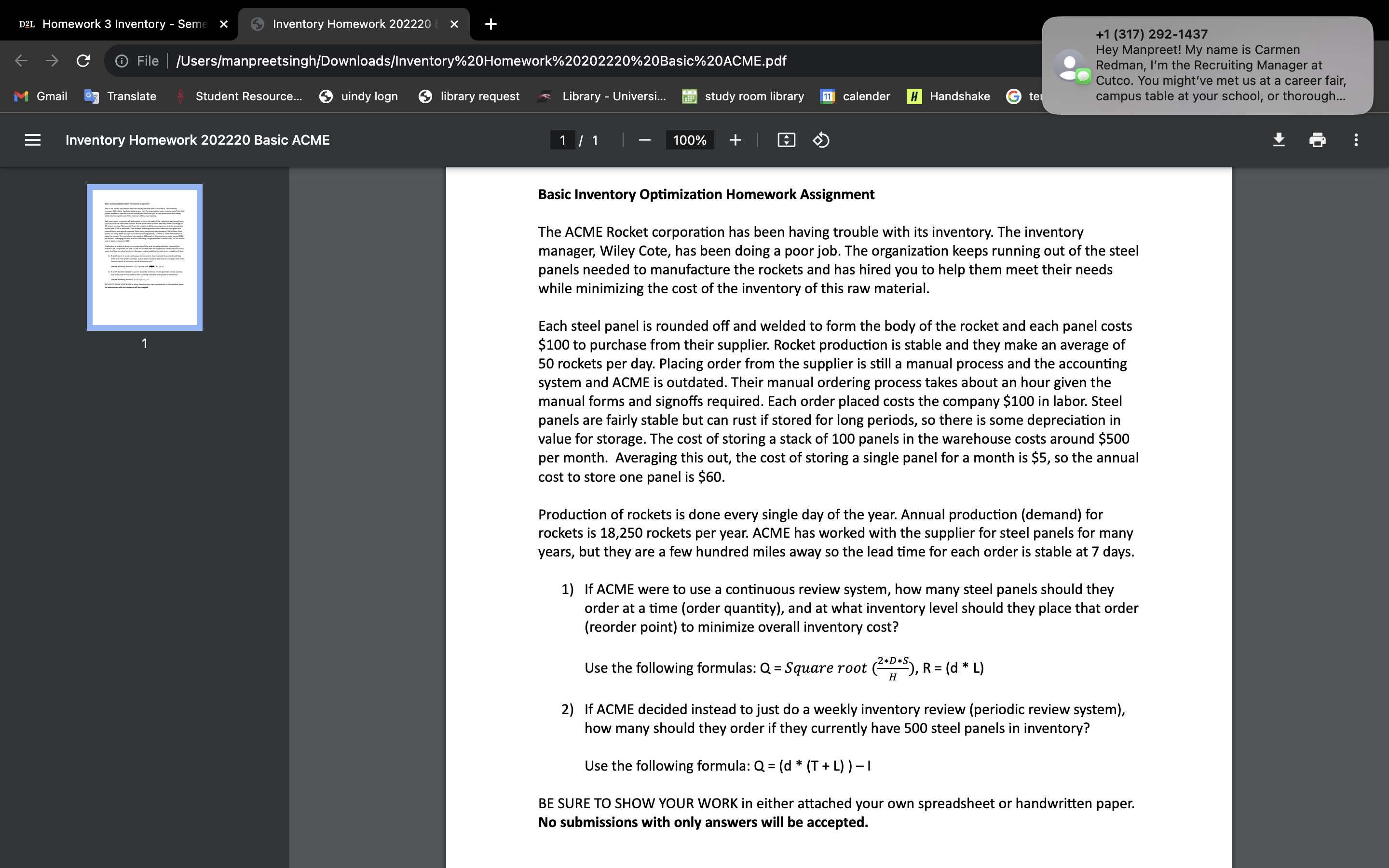Solved Basic Inventory Optimization Homework AssignmentThe | Chegg.com