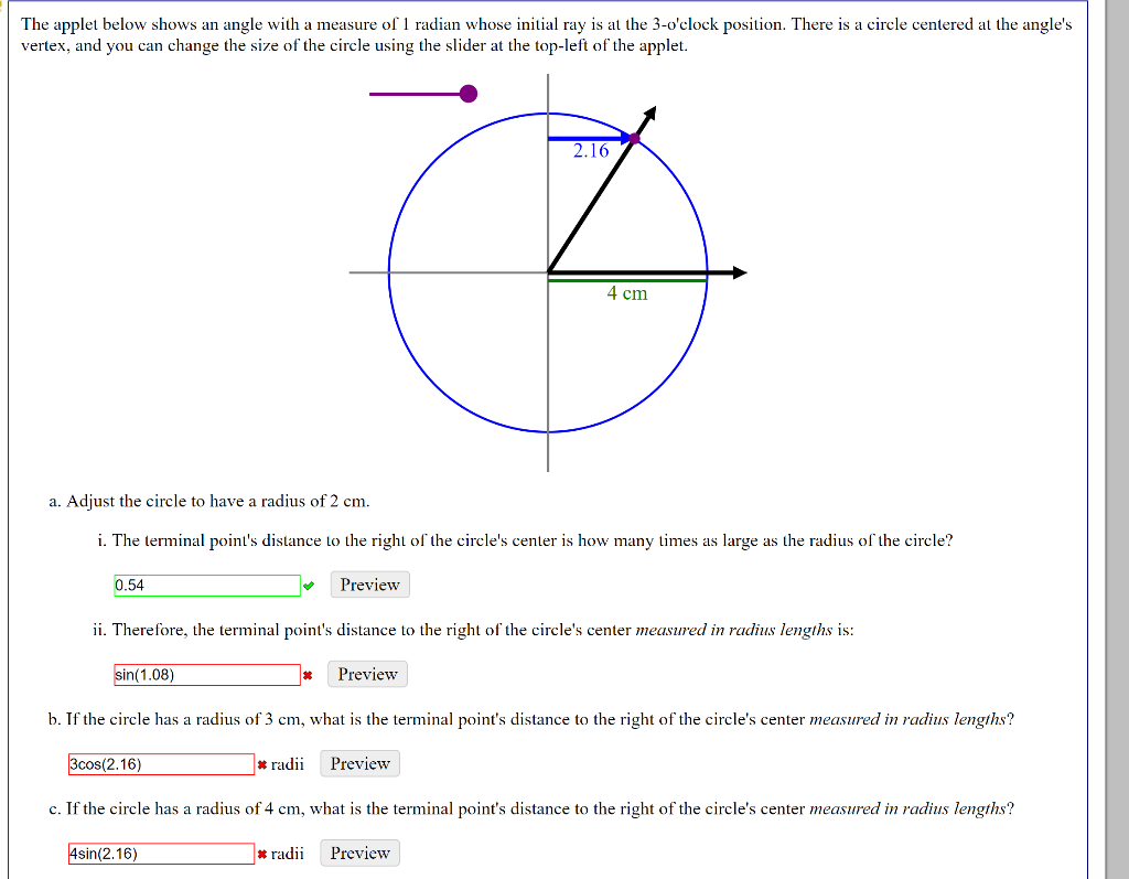 Solved The applet below shows an angle with a measure of 1 | Chegg.com