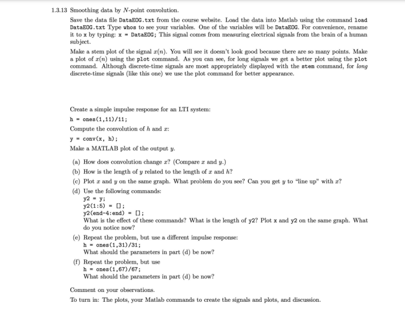 3 Smoothing data by N-point convolution. Save the | Chegg.com