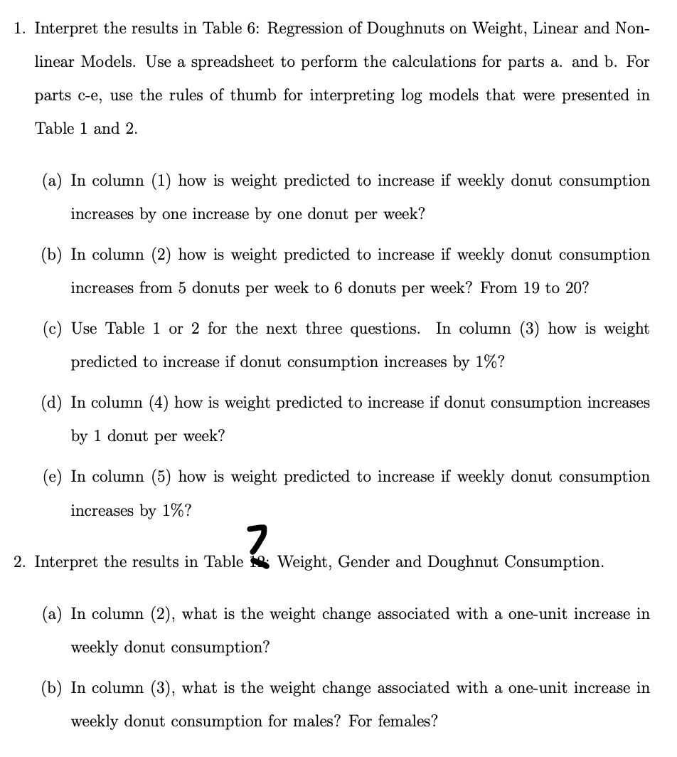 Solved Table 1: How to interpret logged models, table | Chegg.com
