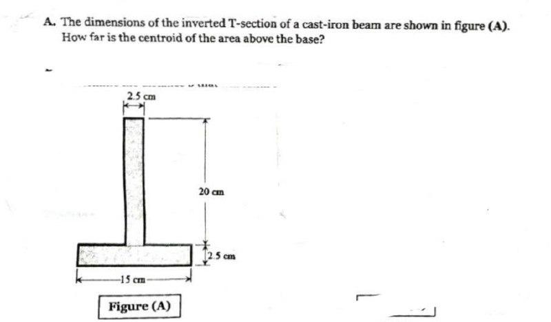 Solved A. The dimensions of the inverted T-section of a | Chegg.com
